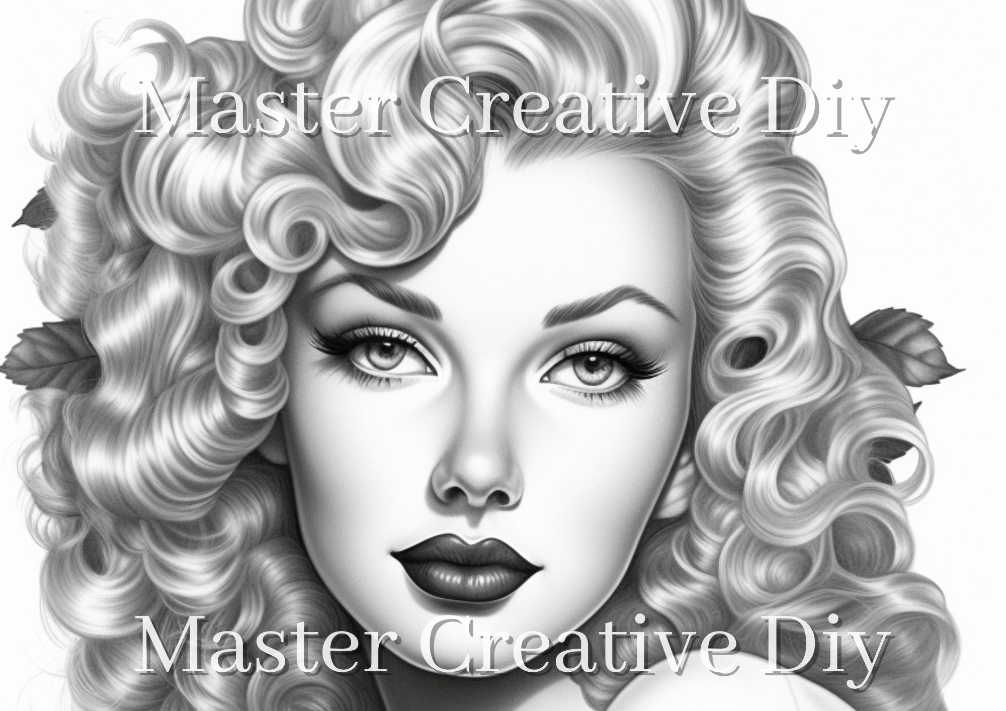 30 Beautiful Pinup Woman Coloring Book, Printable Coloring Page for ...