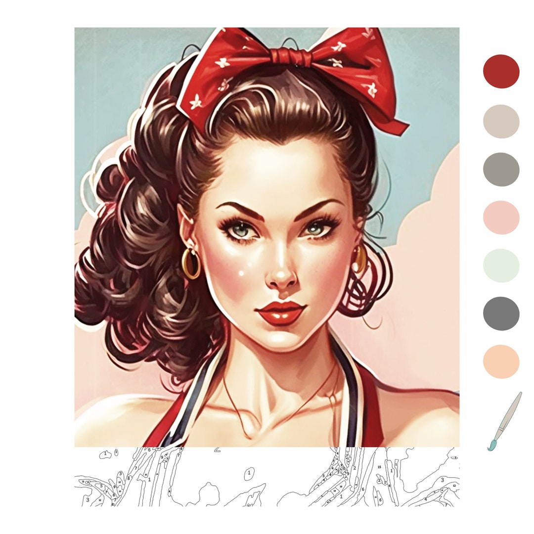 Color by Number Printable,paint by Number for Adult, Pin Up, by Jo ...