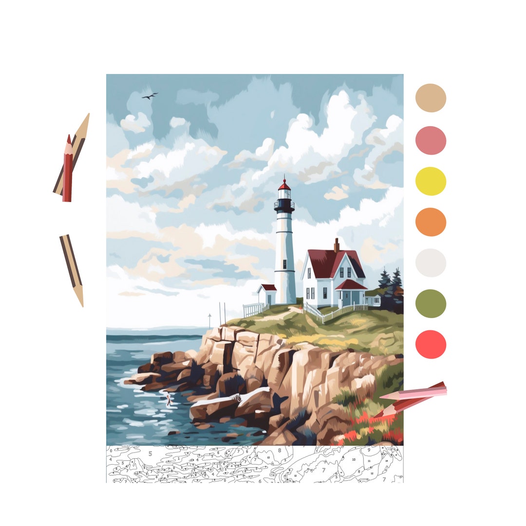 Color by Number for Adult, Paint by Number Printable,sea Lighthouse ...