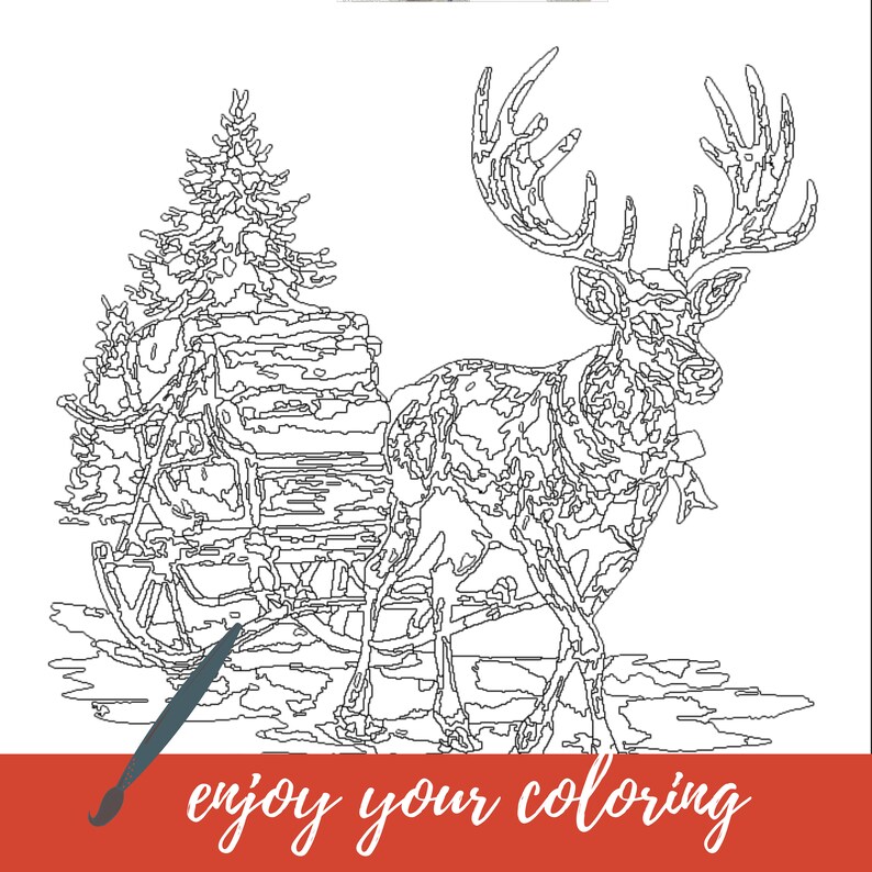 Color by Number for Adult, Paint by Number Printable, Christmas Deer ...