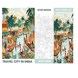 Color by Number for Adult, Paint by Number Printable,travel City in ...