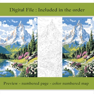 Color by Number for Adult, Paint by Number Printable,mountain Landscape ...