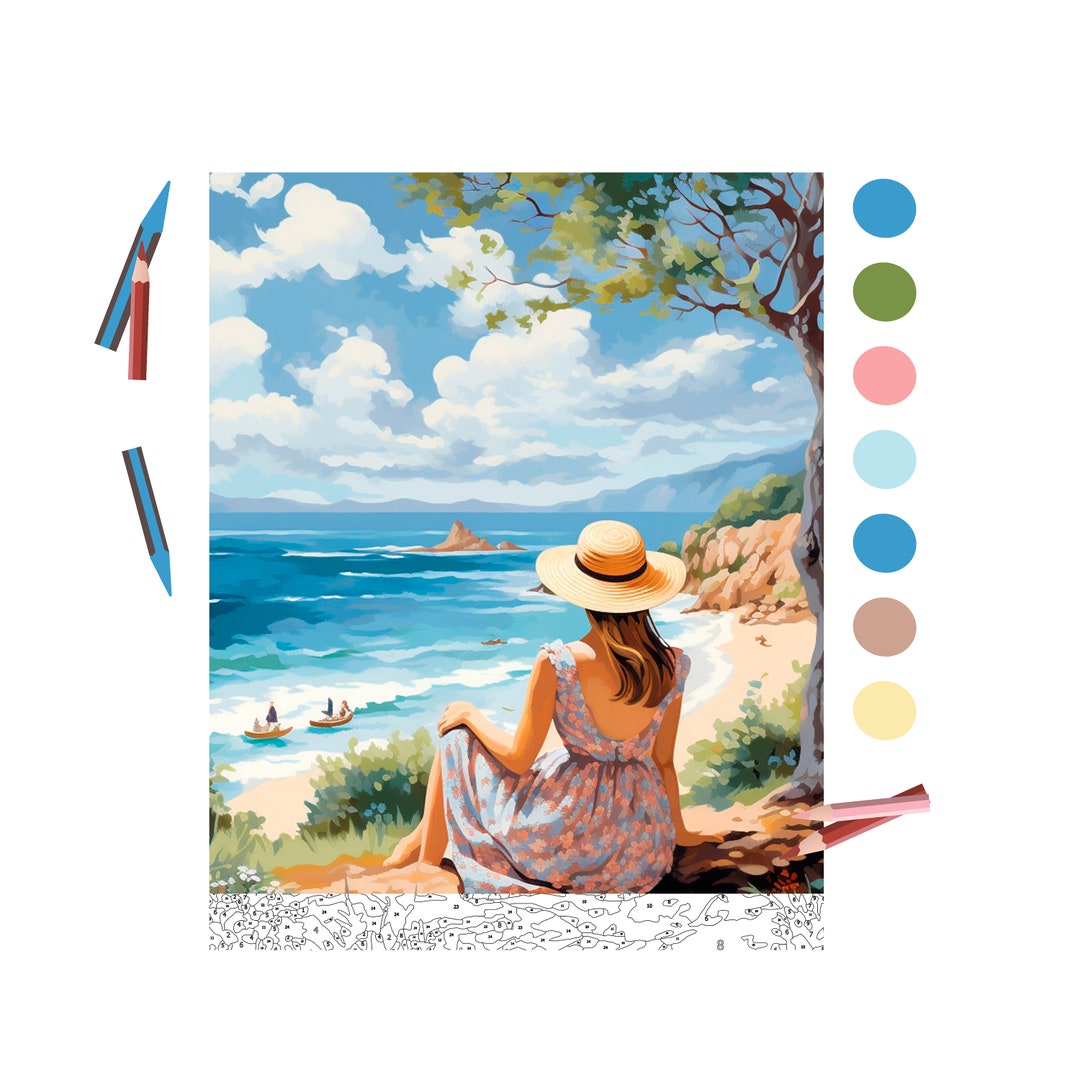 Color by Number for Adult, Woman Landscape, Paint by Number Printable ...