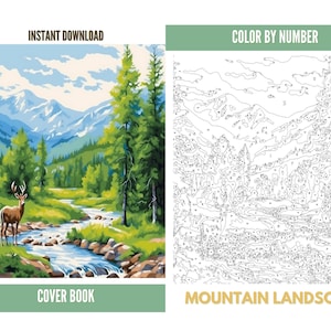 Color by Number for Adult,paint by Number Printable,10 Mountain ...