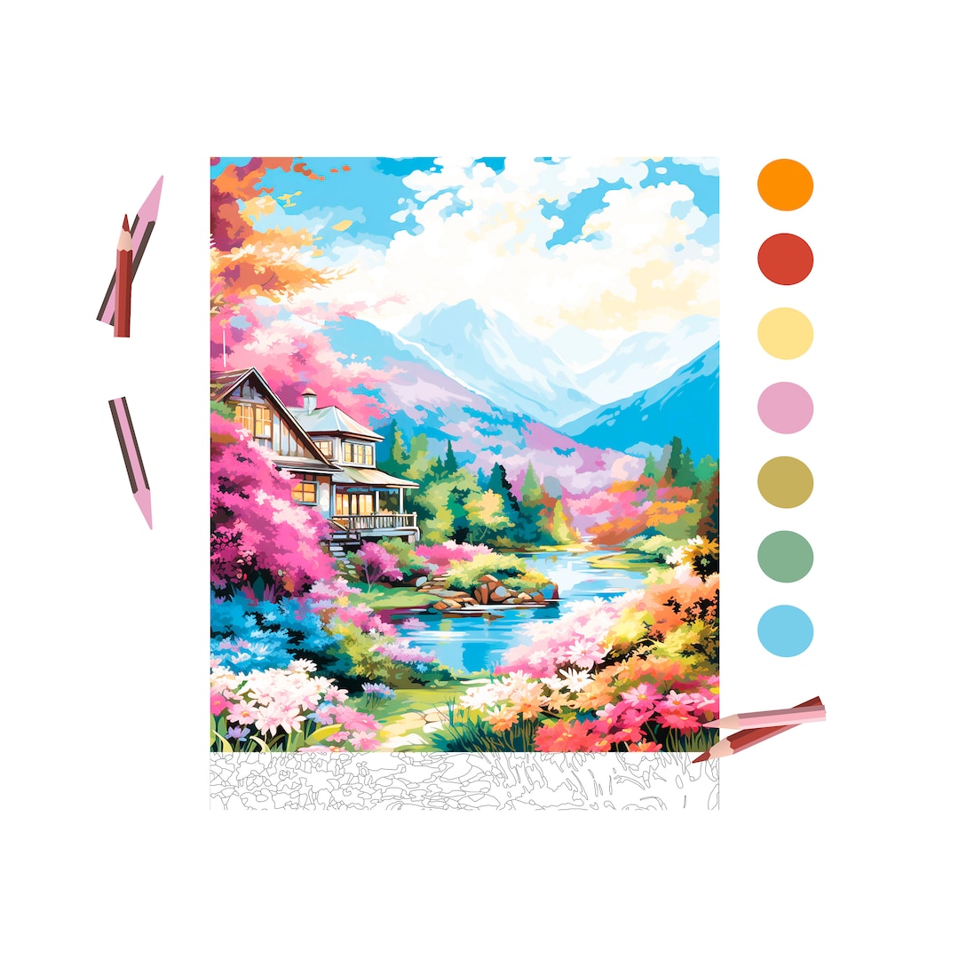 Color by Number for Adult, Paint by Number Printable,mountain Landscape ...