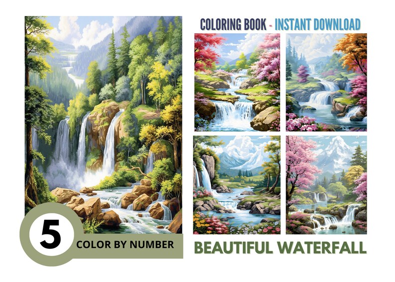 Bundle 30 Color by Number for Adult, Paint by Number Printable,coloring ...
