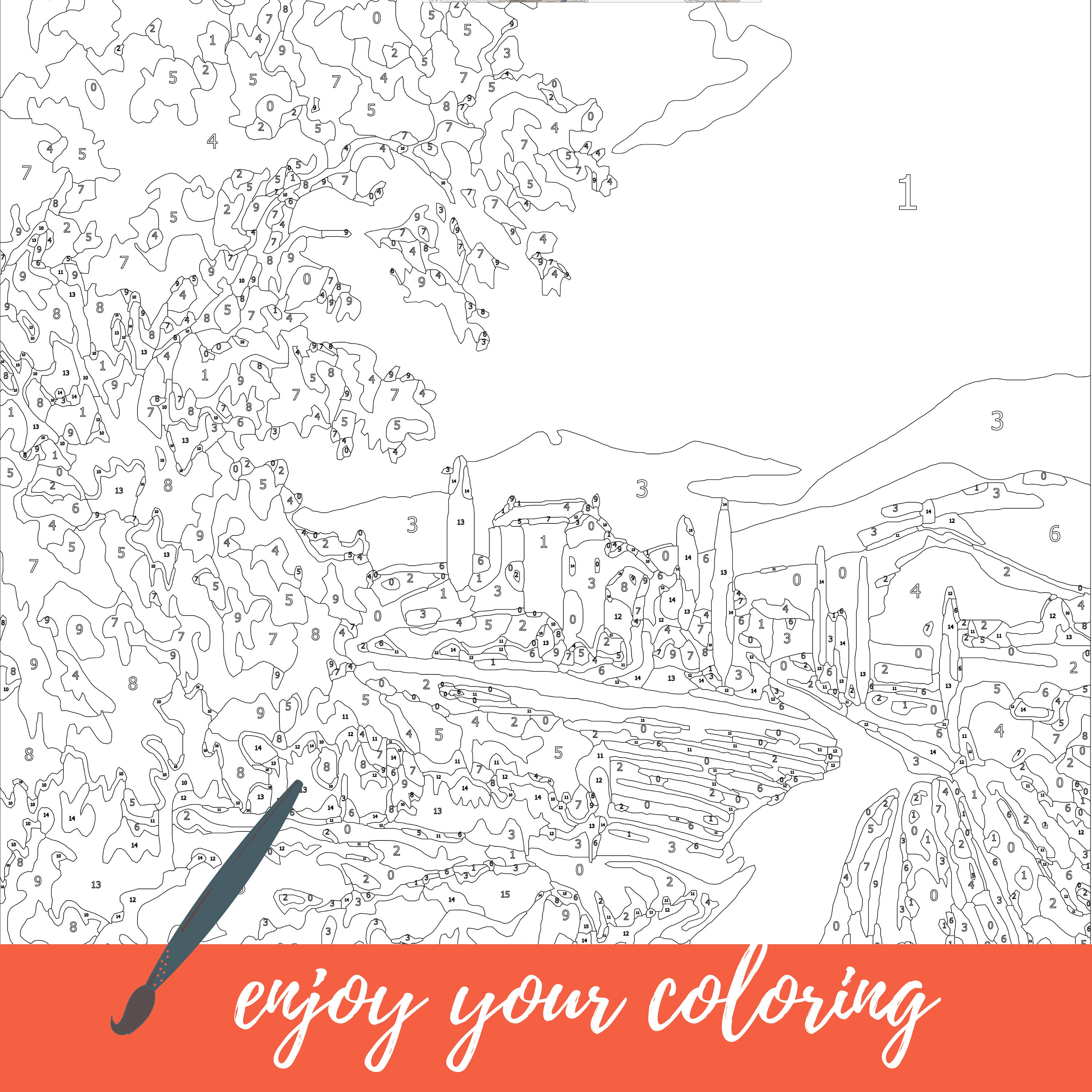 Color by Number for Adult, Paint by Number Printable, Beauty Landscape ...
