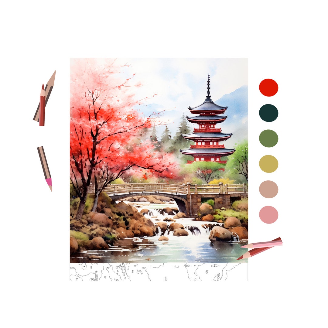 Color by Number for Adult, Paint by Number Printable, Japanese ...