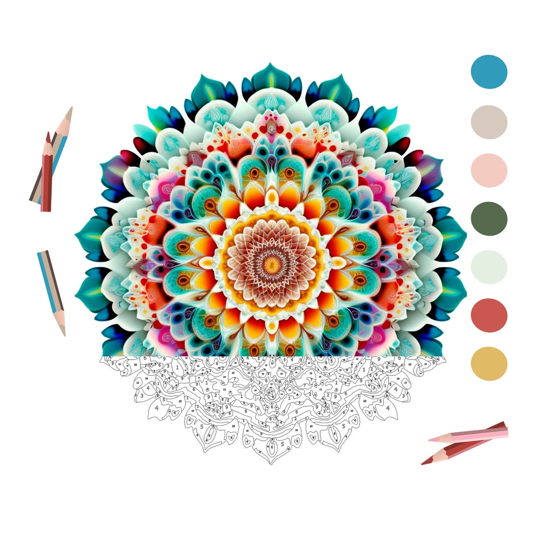 Color by Number for Adult, Mandala,paint by Number Printable,by Jo ...