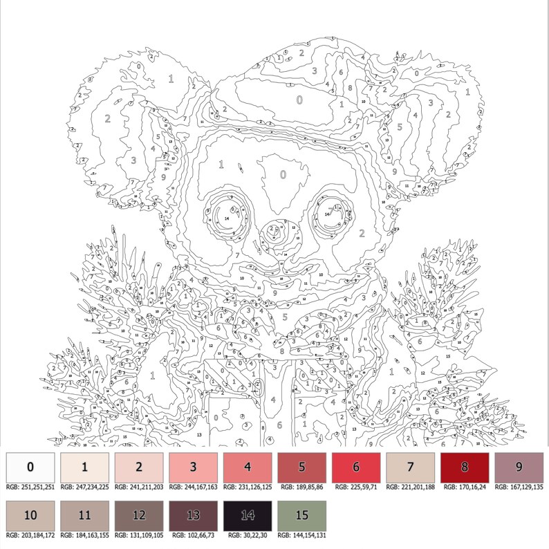 Color by Number for Adult,paint by Number Printable,christmas Animal ...