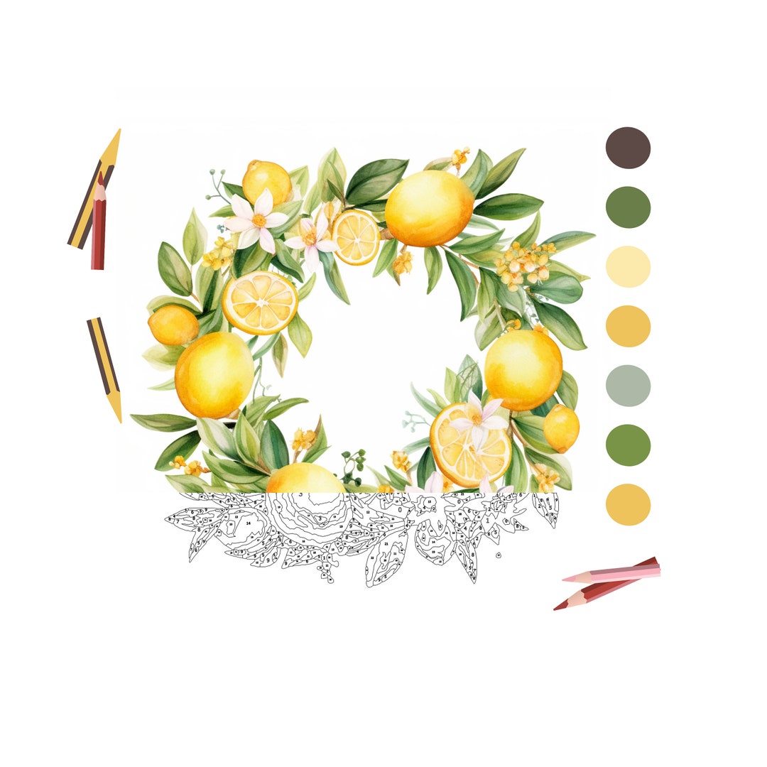 Color by Number for Adult, Paint by Number Printable,lemon Garland ...