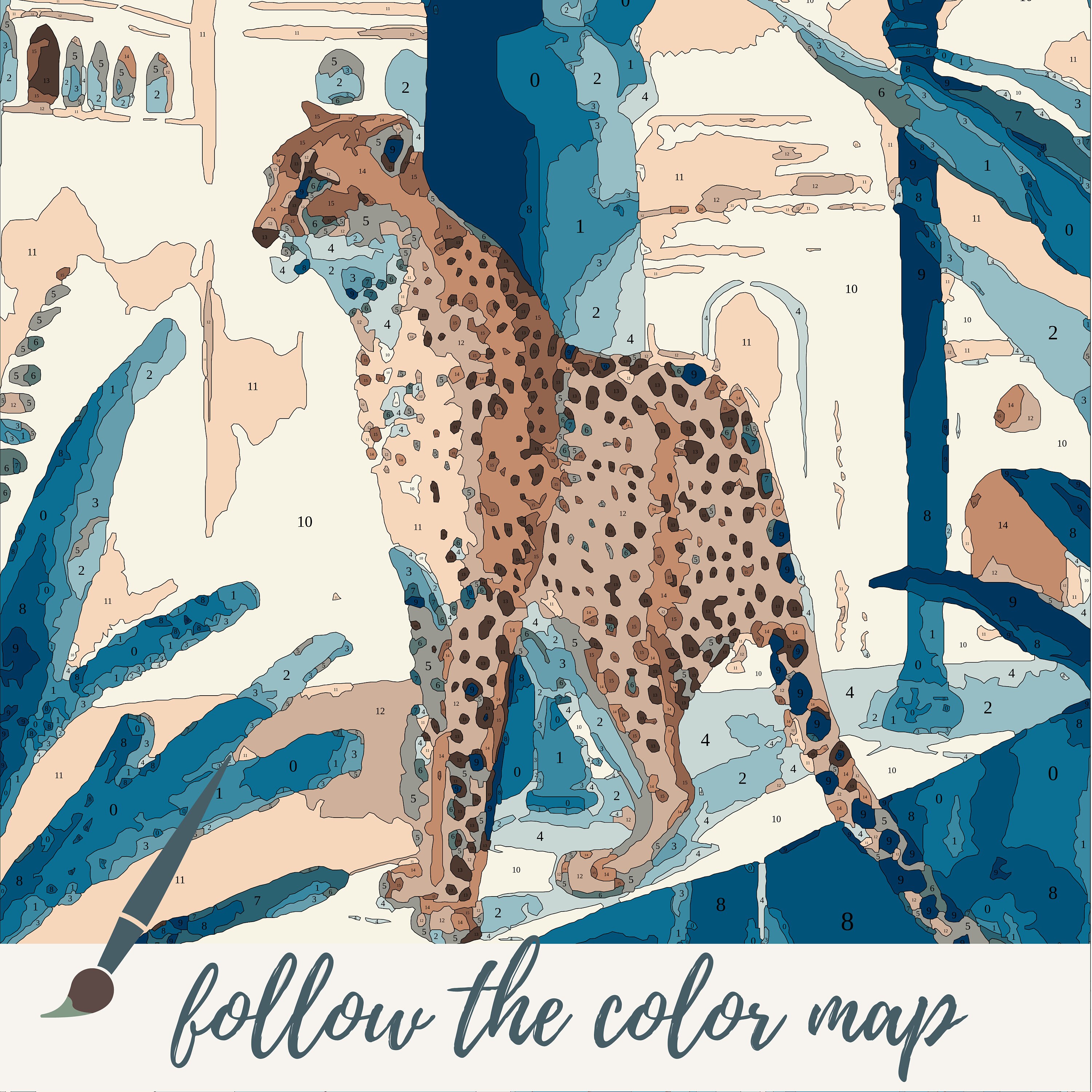 Color by Number for Adult, Paint by Number Printable, Cheetah in ...