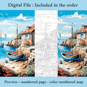 Color by Number for Adult, Paint by Number Printable, Coastal Scenery ...
