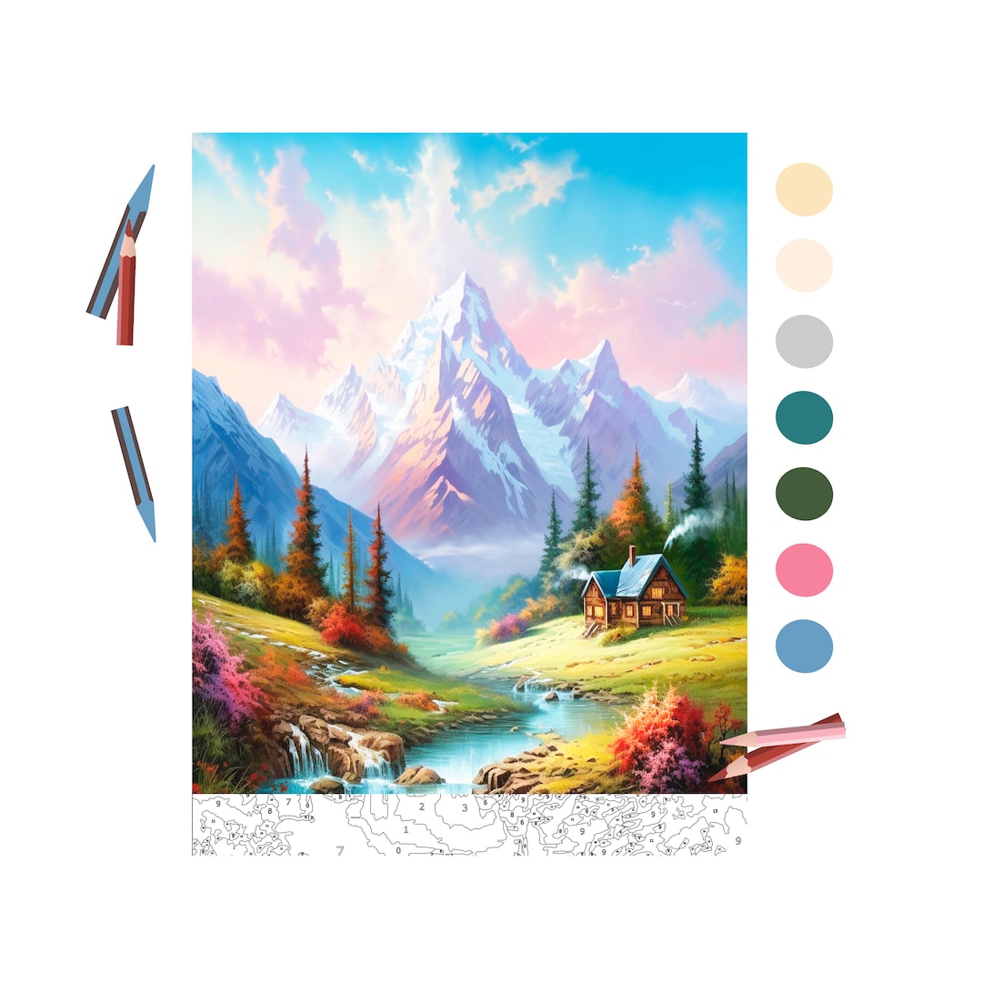 Color by Number for Adult, Paint by Number Printable,mountain Landscape ...