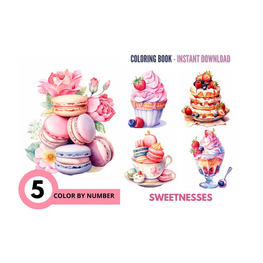 Color by Number for Adult,paint by Number Printable,5 Sweetnesses ...