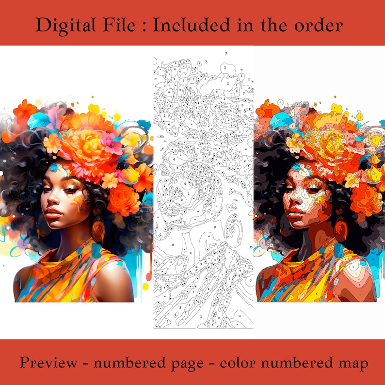 Color by Number for Adult,paint by Number Printable,beautiful Black ...