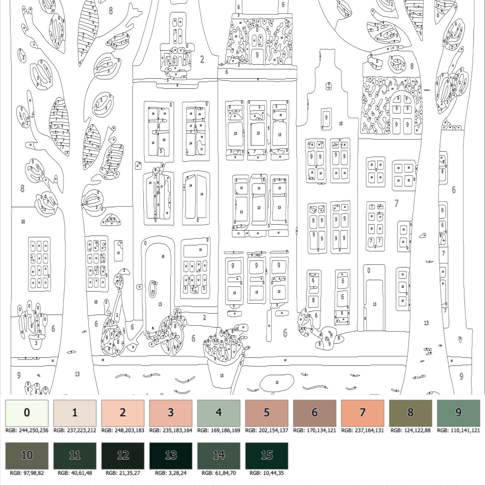 Color by Number for Adultpaint by Number Printable City - Etsy