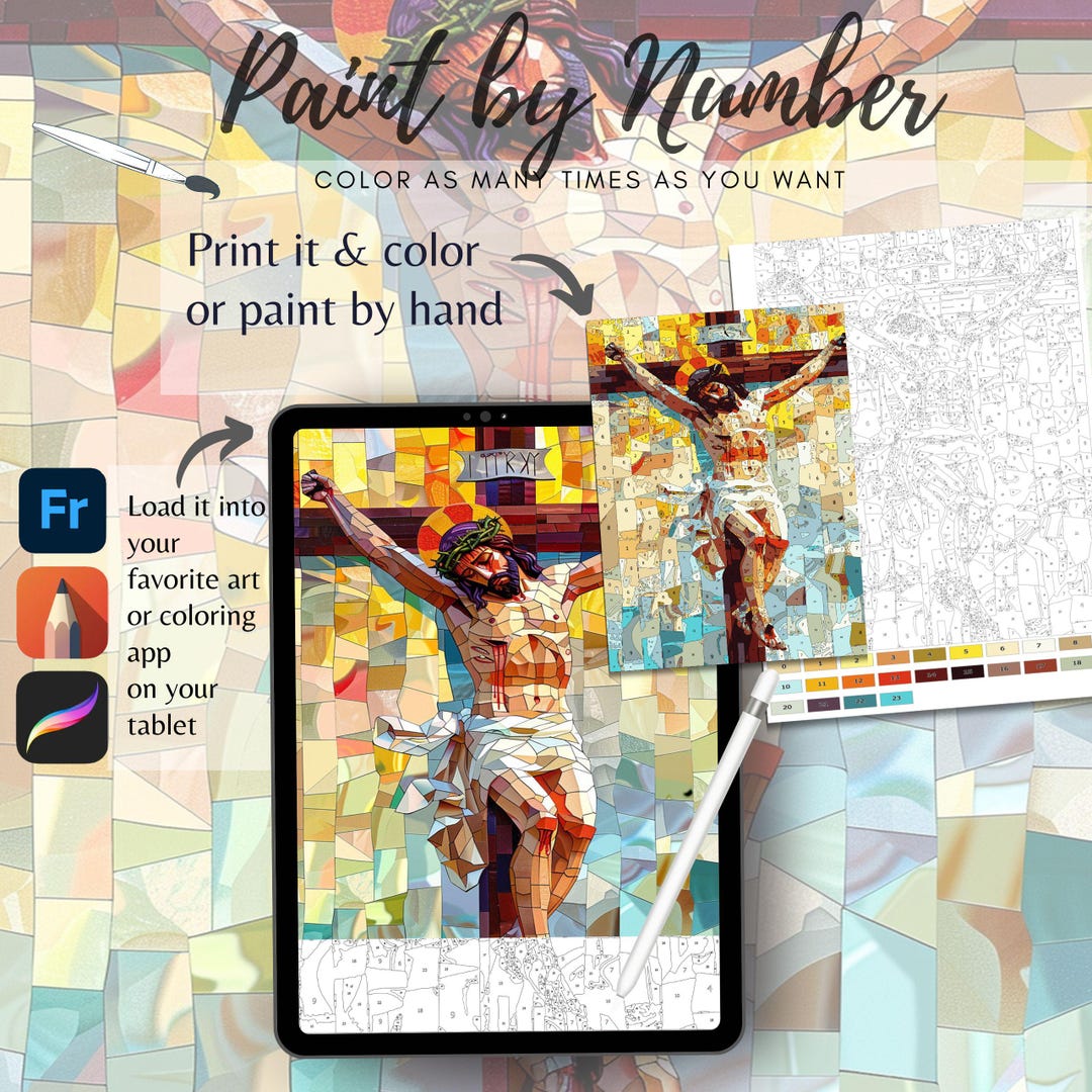 Paint by Number Printable,color by Number Adult, Jesus Christ for Pray ...