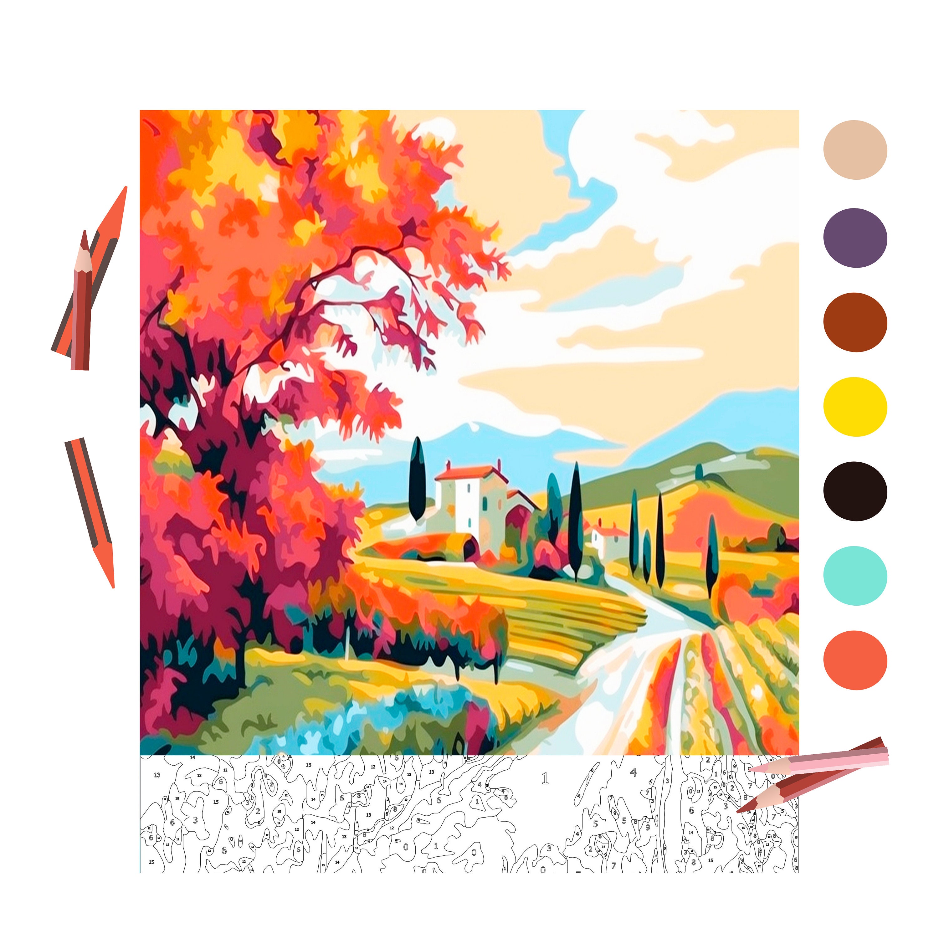 Color by Number for Adult, Paint by Number Printable, Beauty Landscape ...
