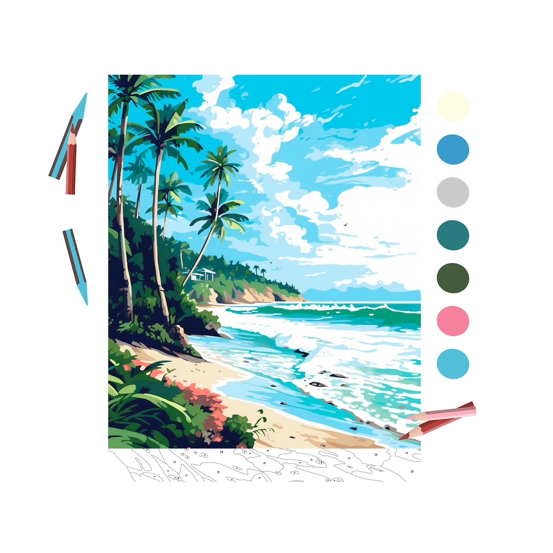Color by Number for Adult, Paint by Number Printable, Sea Landscape ...