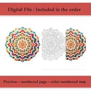 Color by Number for Adult, Mandala, Paint by Number Printable,by Jo Milton Studio,pages Digital ...