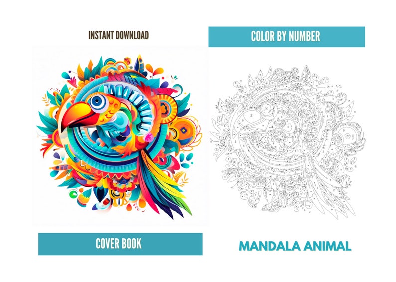 Bundle 20 Animal Mandala Color by Number Pages, Adult for Procreate App ...