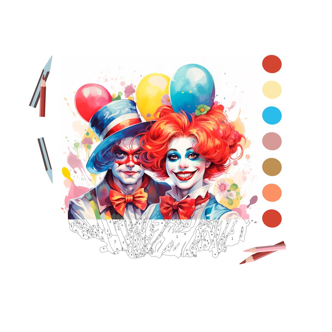 Color by Number for Adult,paint by Number Printable,beautiful Clown ...