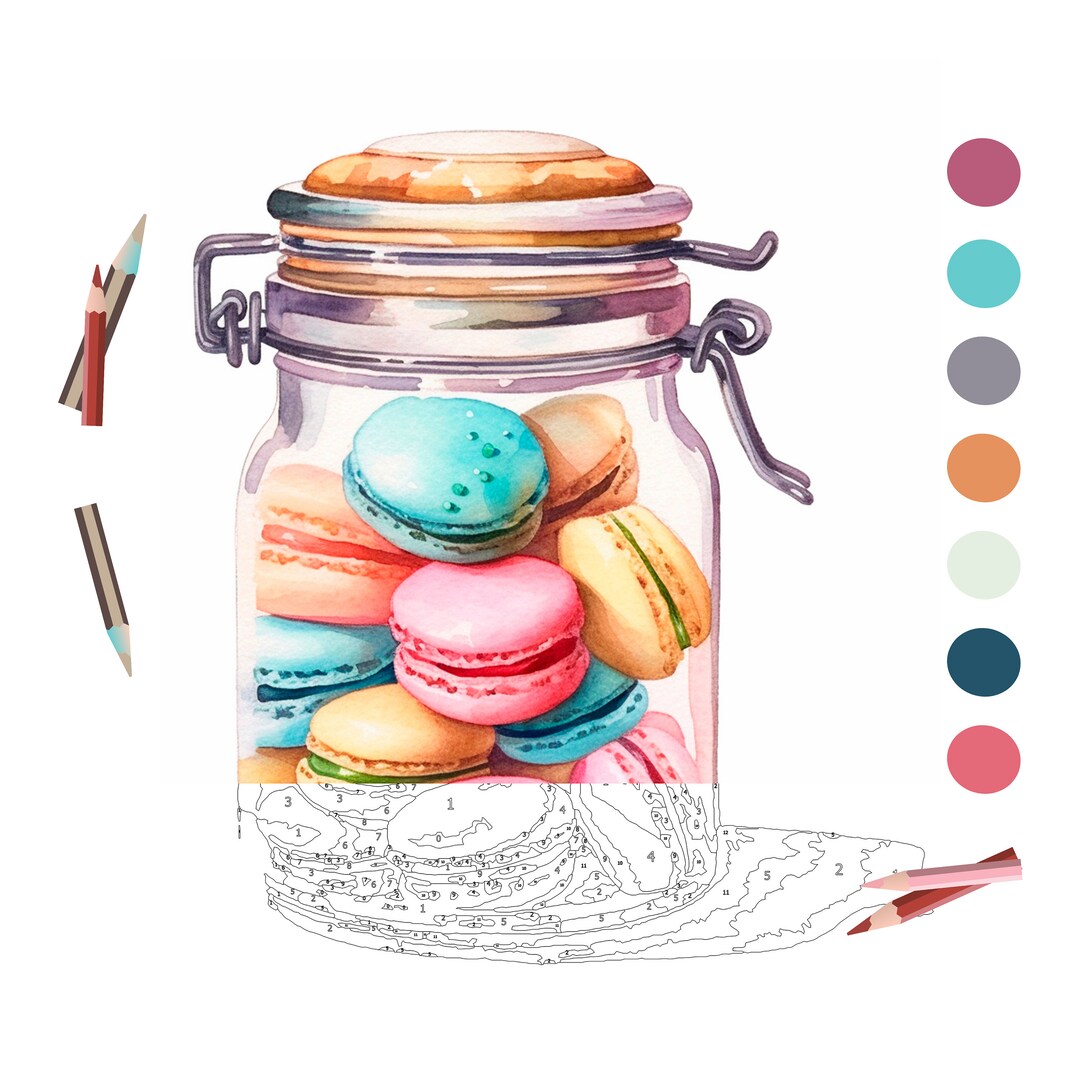 Color by Number for Adult,paint by Number Printable, Macarons, Coloring ...