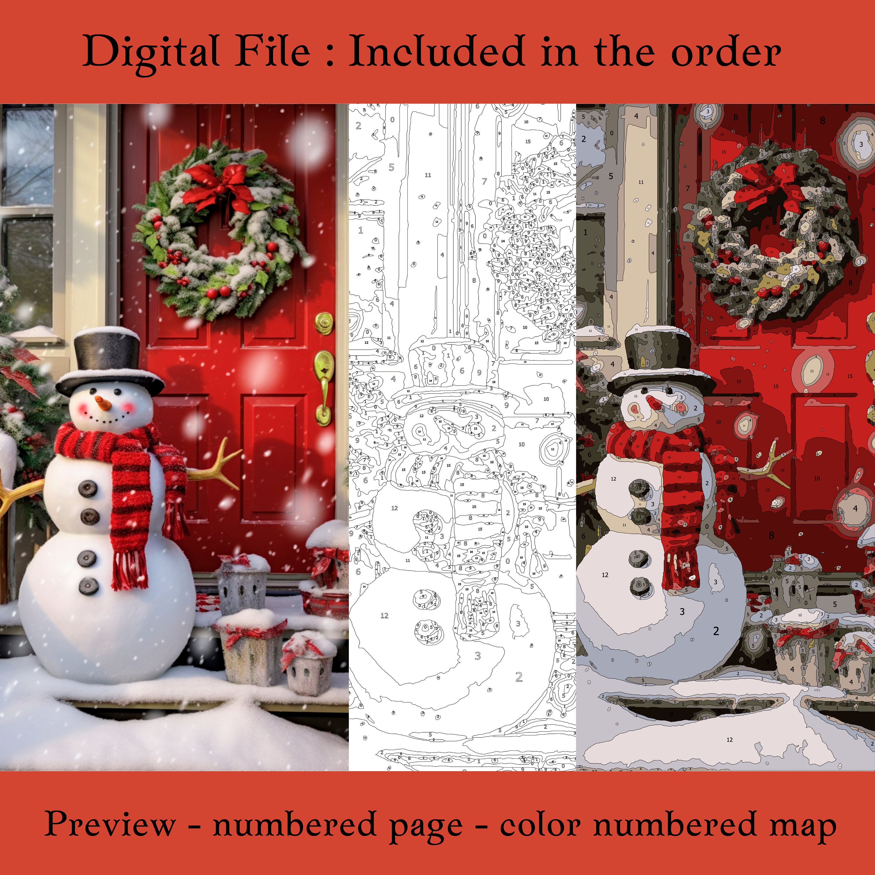 Color by Number for Adult,paint by Number Printable,christmas Snowman ...