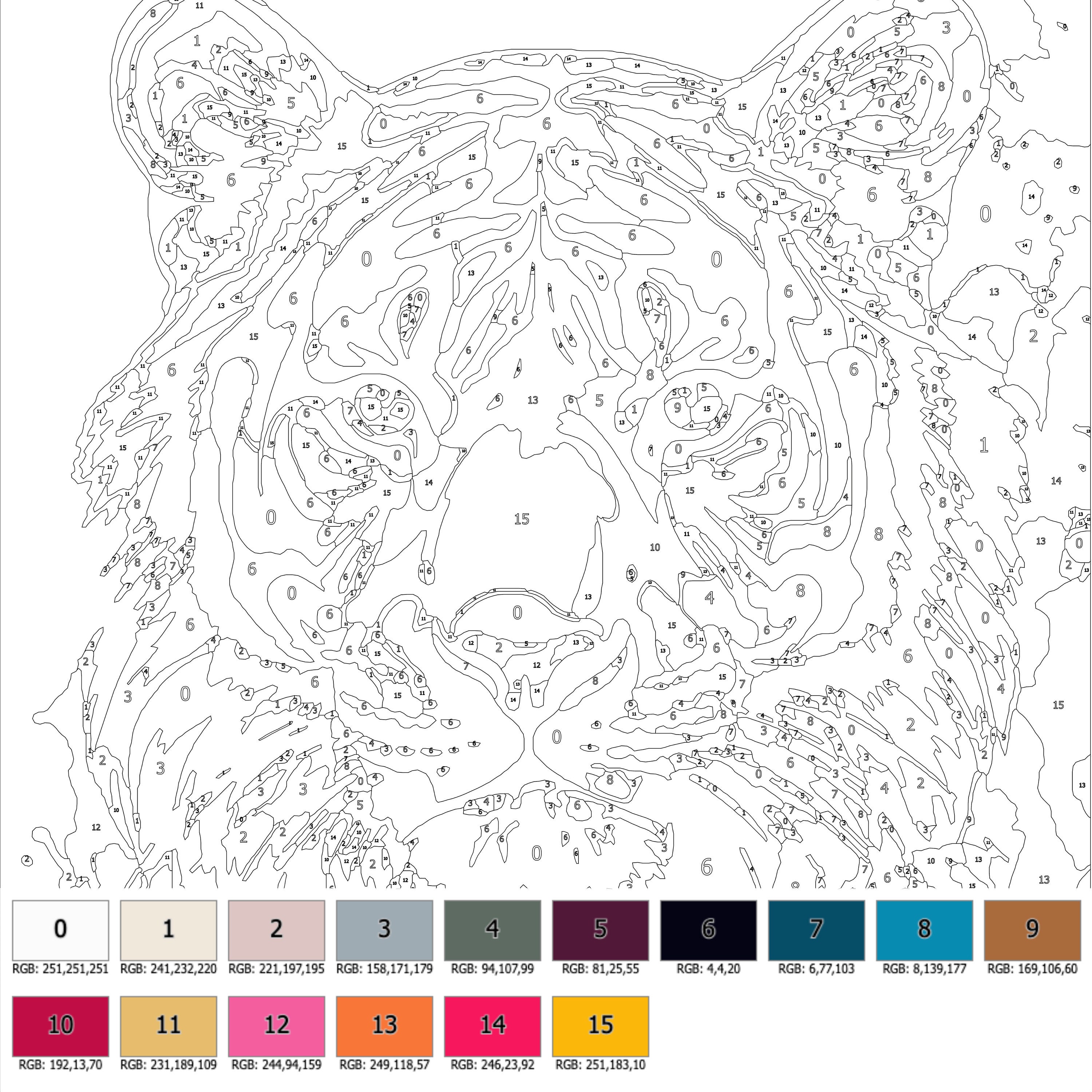 Color by Number for Adult Paint by Number Printable wild Animal Coloring Pages sheets Digital Download advanced Detailed Book 352 Etsy UK