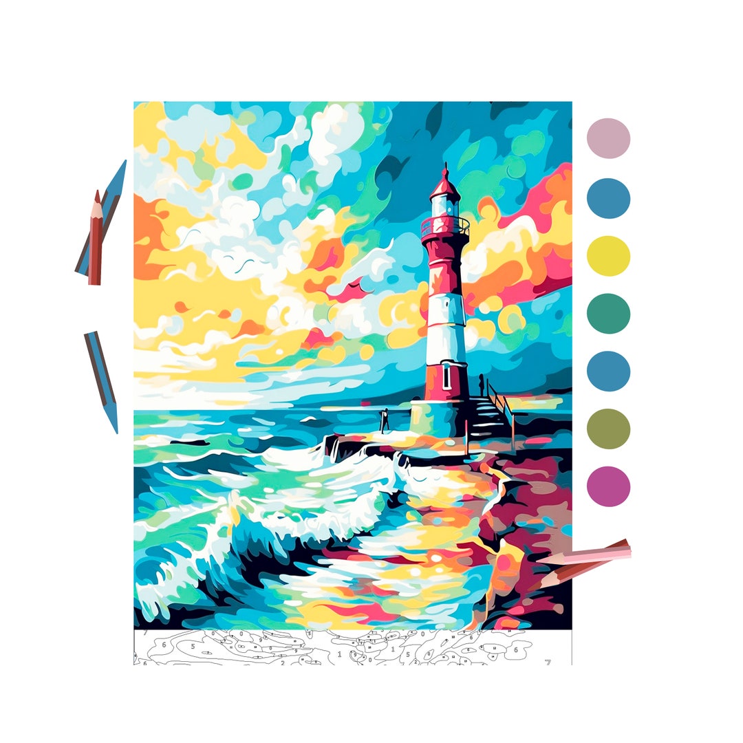 Color by Number for Adult, Paint by Number Printable, Sea Landscape ...