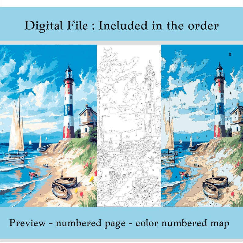 Color by Number for Adult, Paint by Number Printable,sea Lighthouse ...