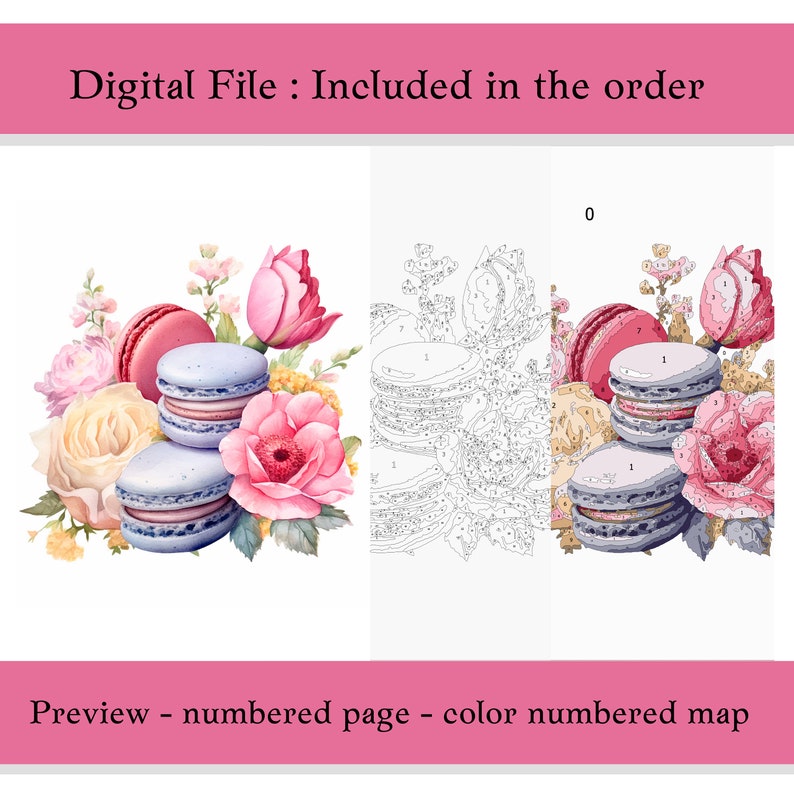 Color by Number for Adult,paint by Number Printable, Macarons, Coloring ...