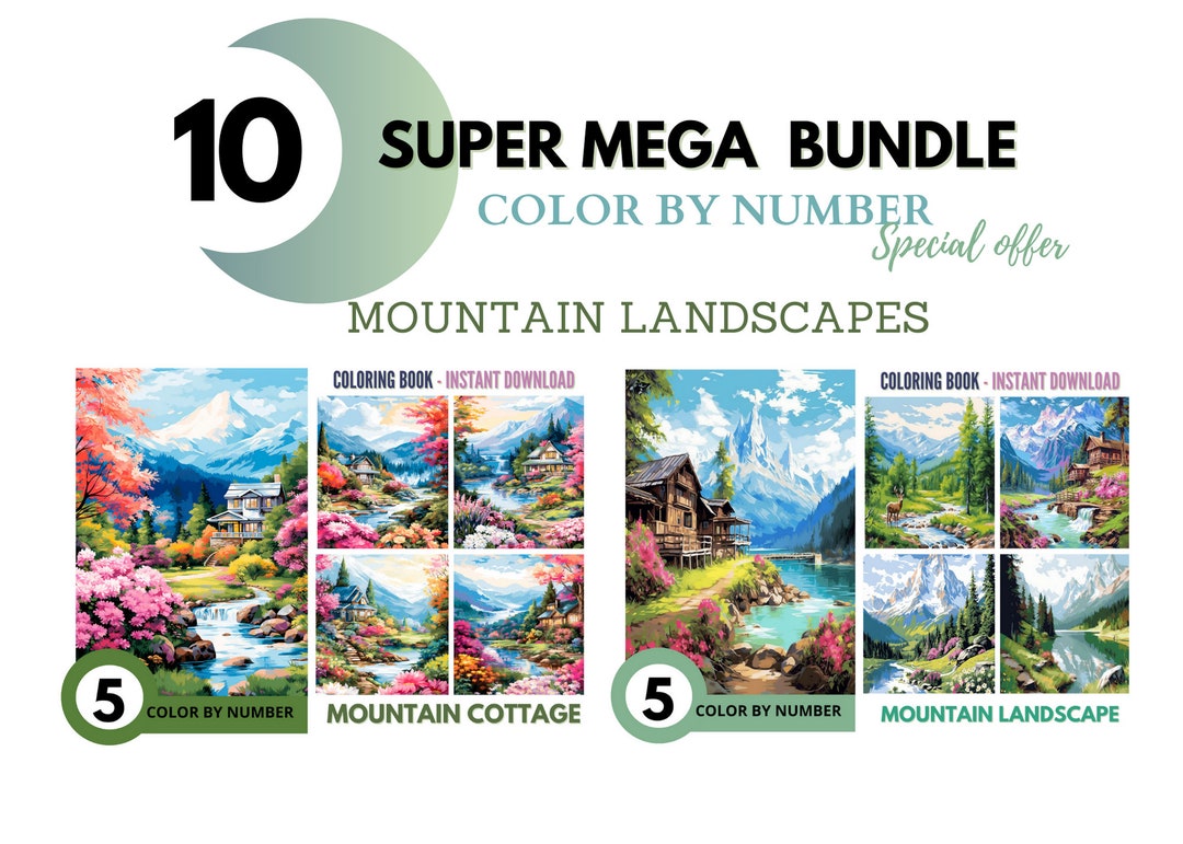Color by Number for Adult,paint by Number Printable,10 Mountain ...
