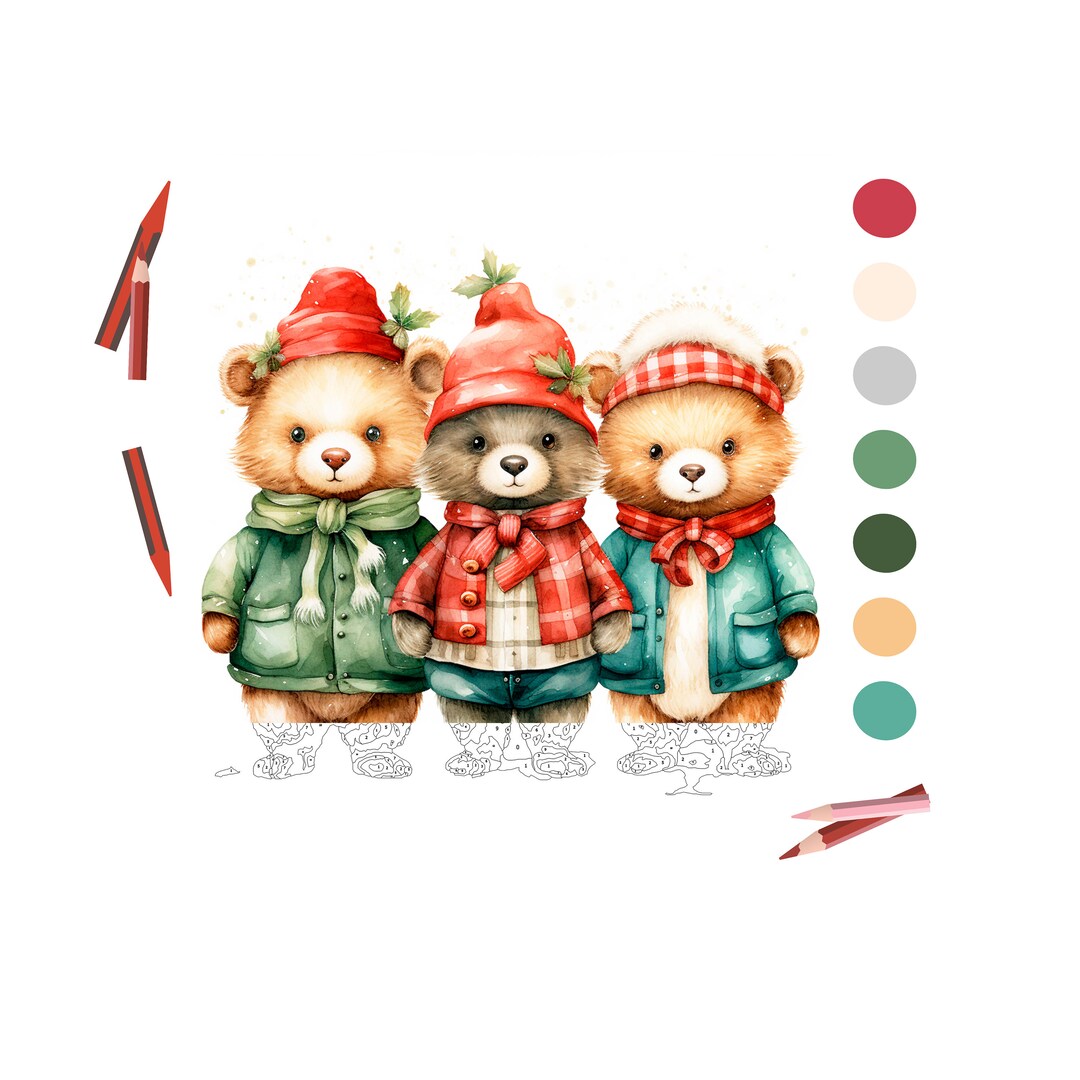 Color by Number for Adult,paint by Number Printable,christmas Teddy ...