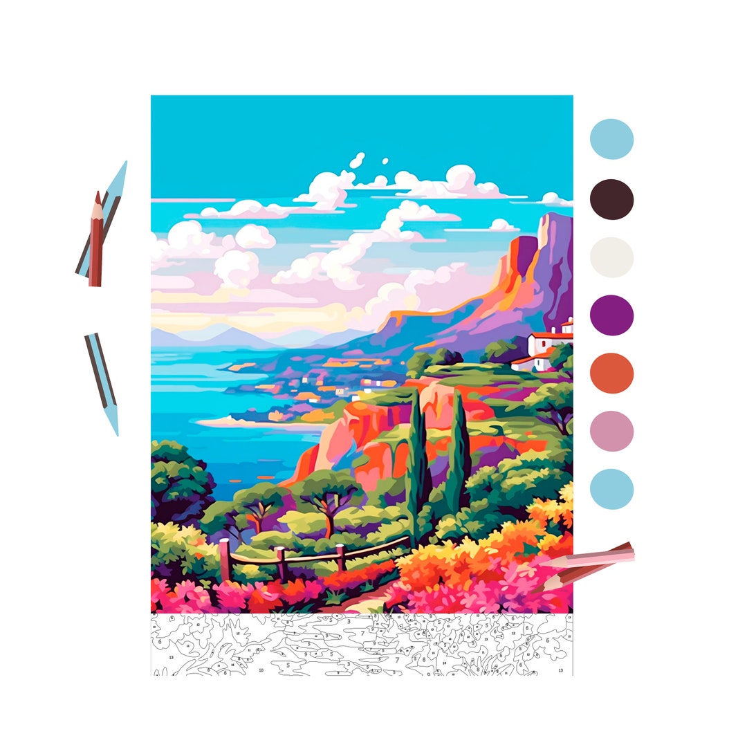 Color by Number for Adult, Paint by Number Printable, Italian Landscape ...