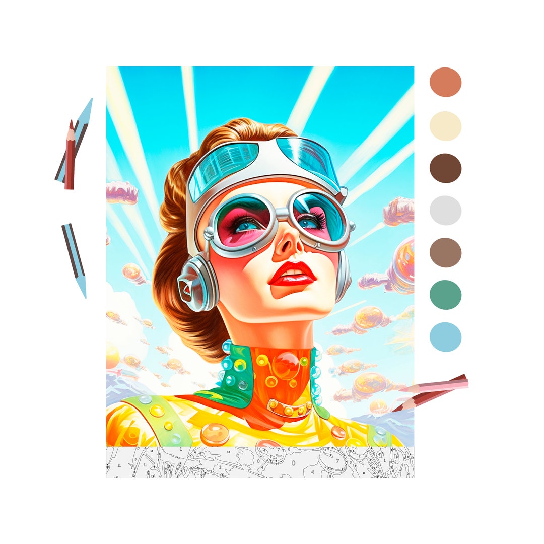 Color by Number for Adult, Futuristic Woman, Paint by Number Printable ...