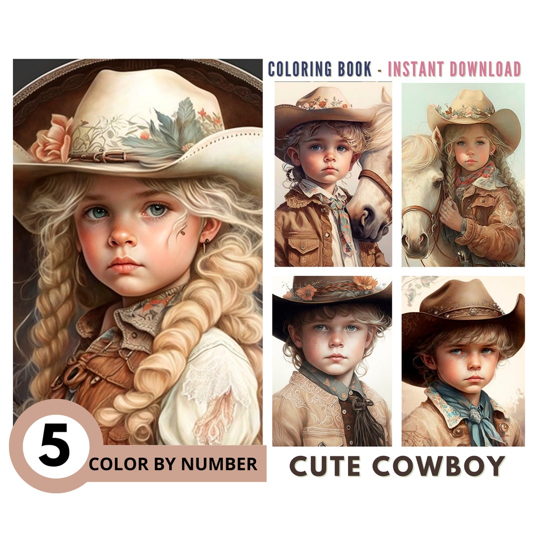 Color by Number Printable,paint by Number for Adult 5 Cute Cowboy ...