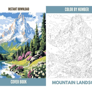 Color by Number for Adult,paint by Number Printable,10 Mountain ...