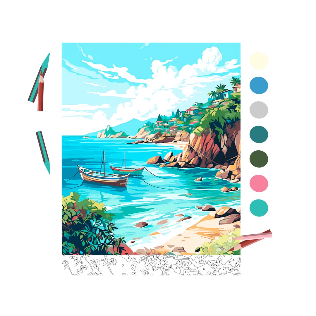 Color by Number for Adult, Paint by Number Printable, Sea Landscape ...