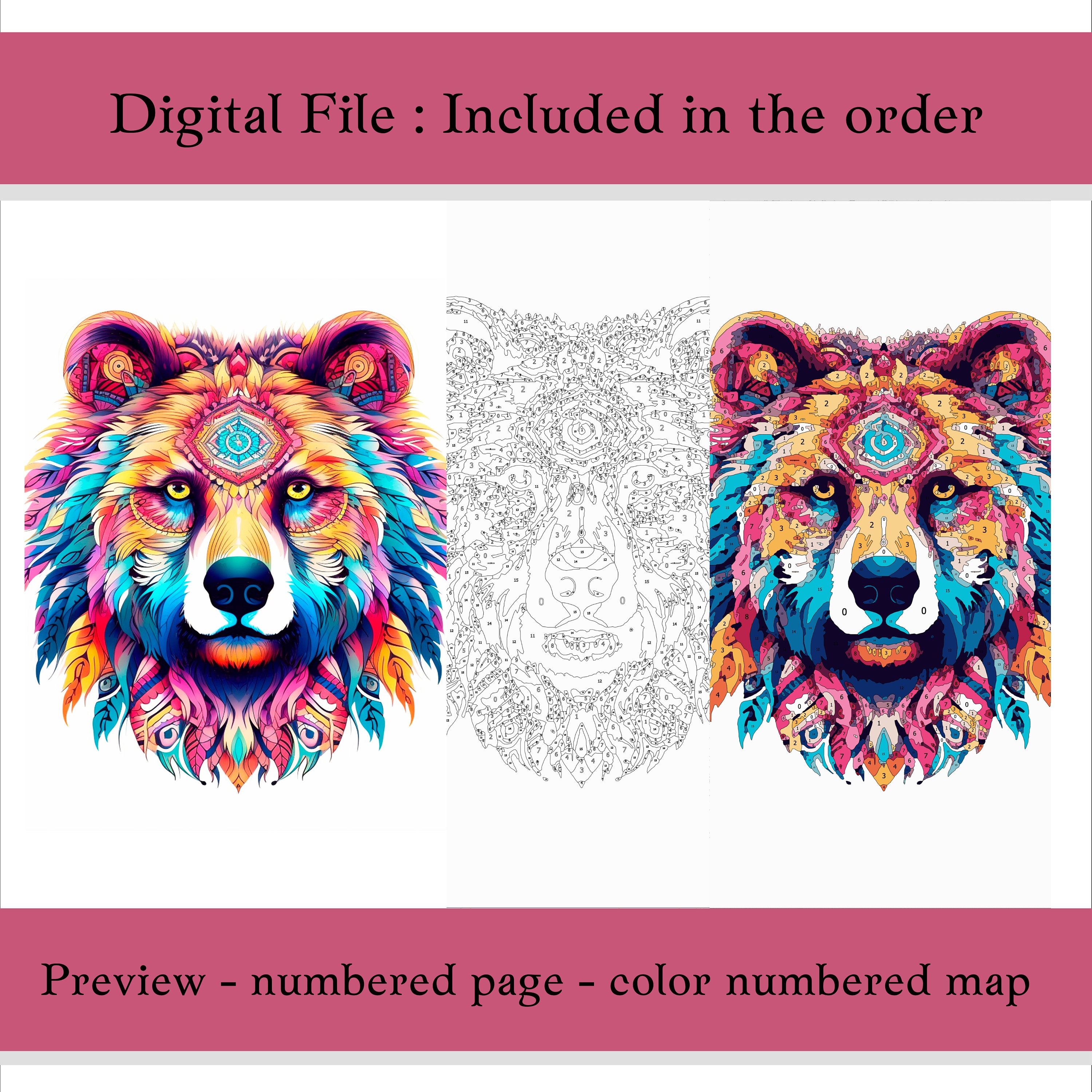 Color by Number for Adult, Paint by Number Printable,mandala Animal ...