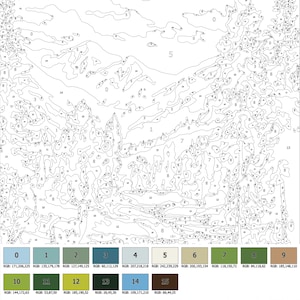 Color by Number for Adult, Paint by Number Printable,mountain Landscape ...