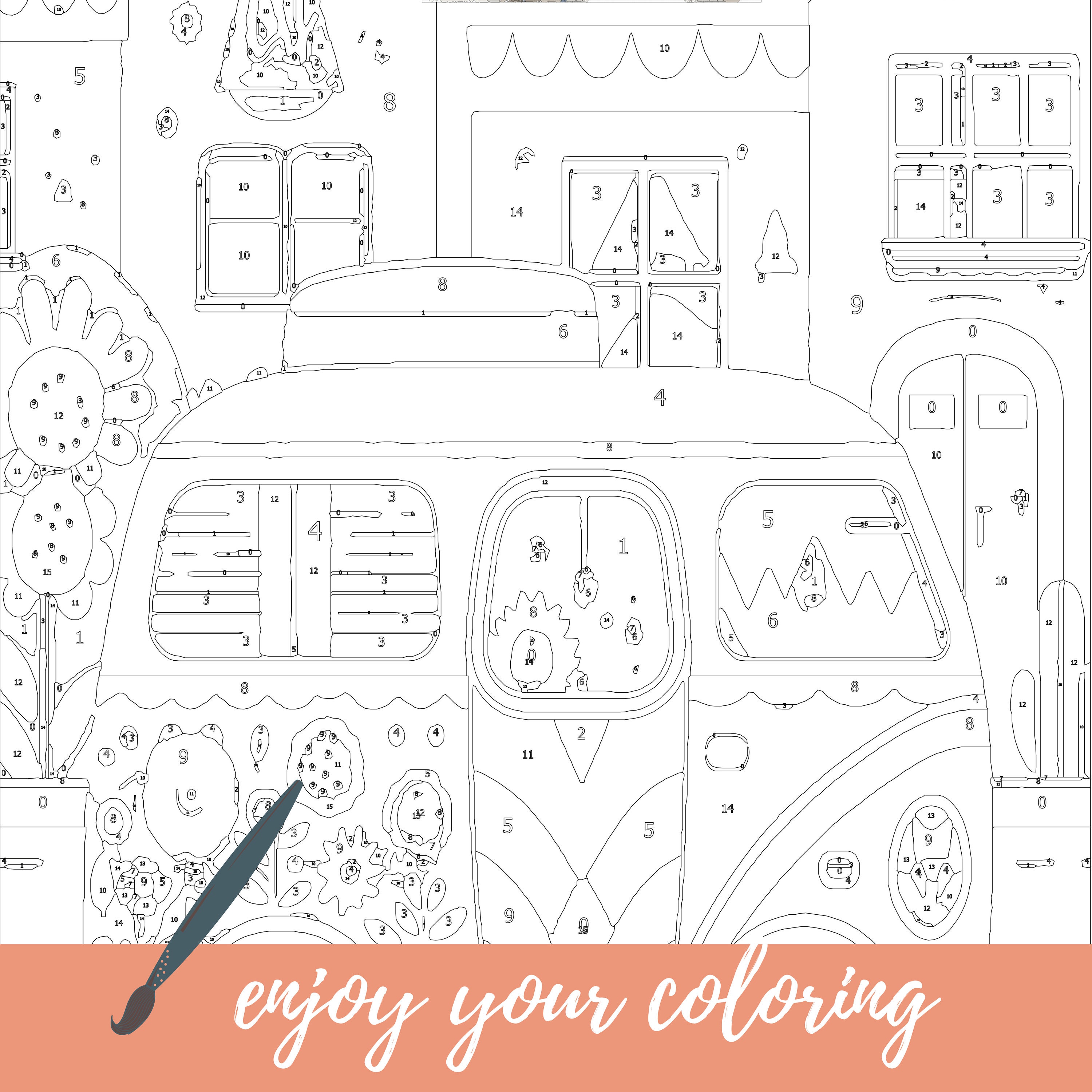 Color by Number for Adult, Paint by Number Printable, Vintage Car ...