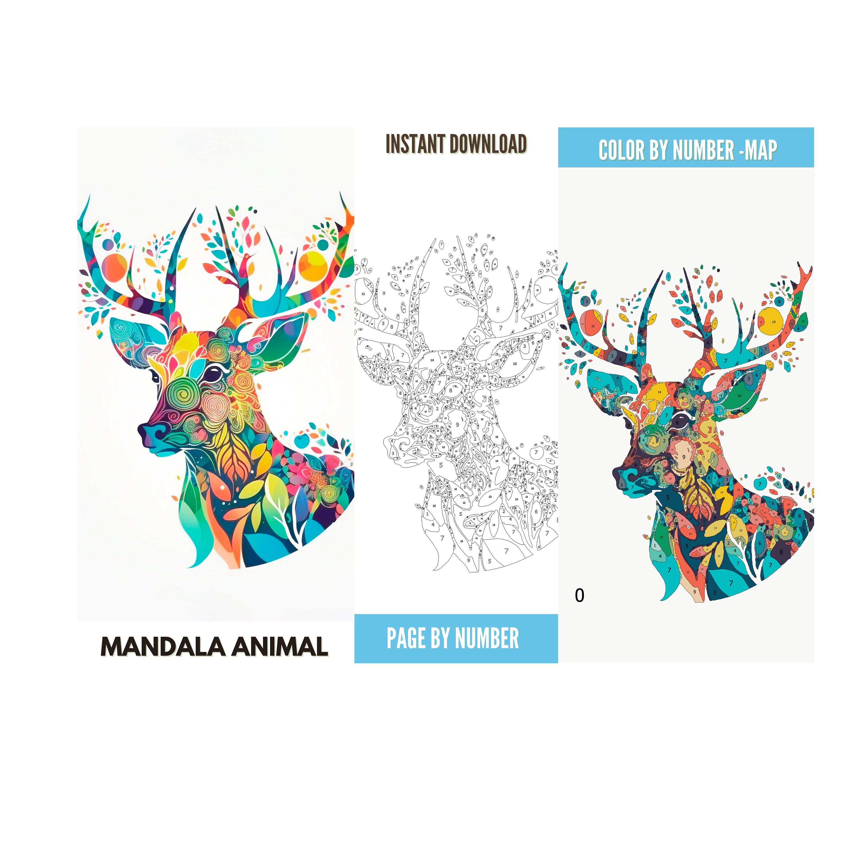 Color by Number for Adult,mandala Animal, Paint by Number Printable, by ...