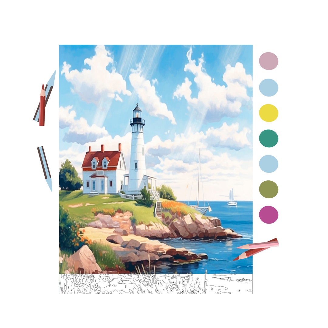Color by Number for Adult, Paint by Number Printable, Sea Landscape ...
