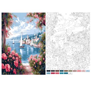 Color by Number for Adult, Paint by Number Printable,5 Sea Sail Boats ...