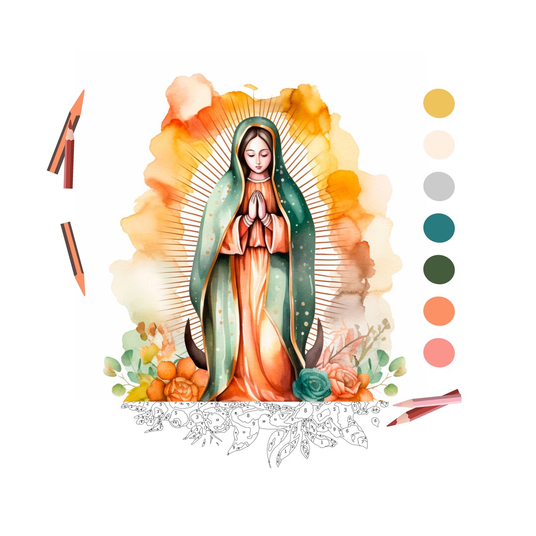 Paint by Number Printable,color by Number Adult,virgin Mary ,our Lady ...