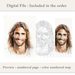 Color by Number Printable,paint by Number Adult, Jesus Christ for Pray ...