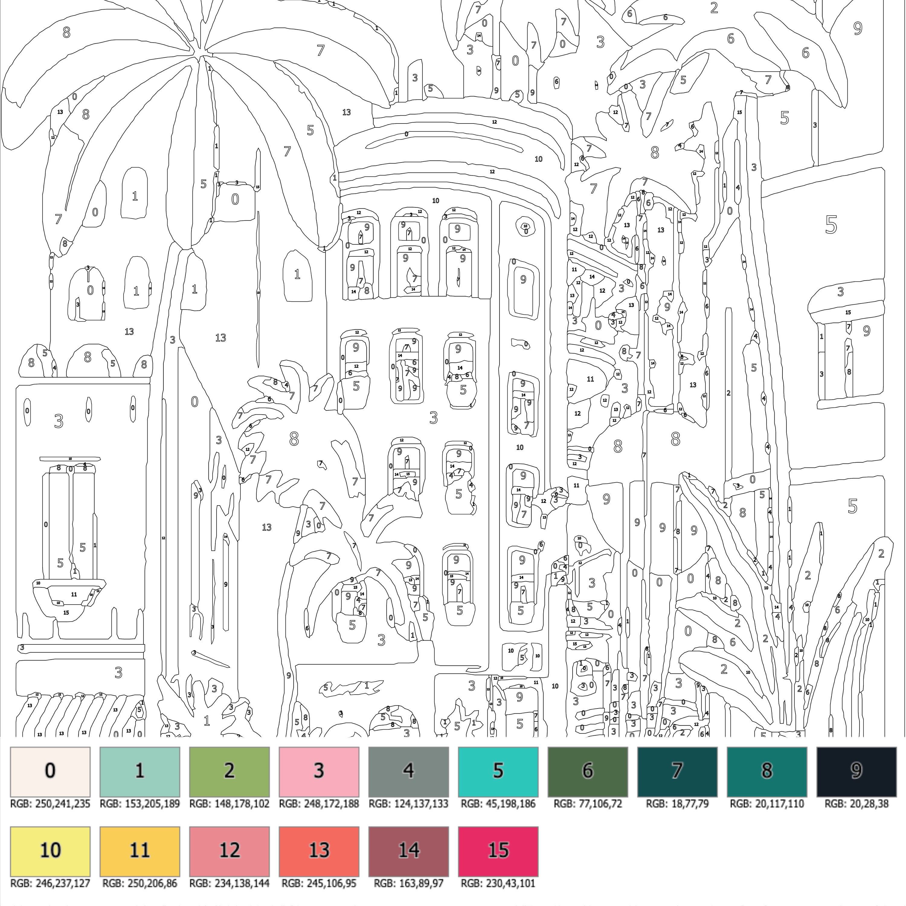 Color by Number Adult,paint by Number Printable, City Travel Miami ...