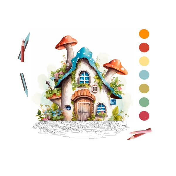 Mushroom Paint by Number - Etsy